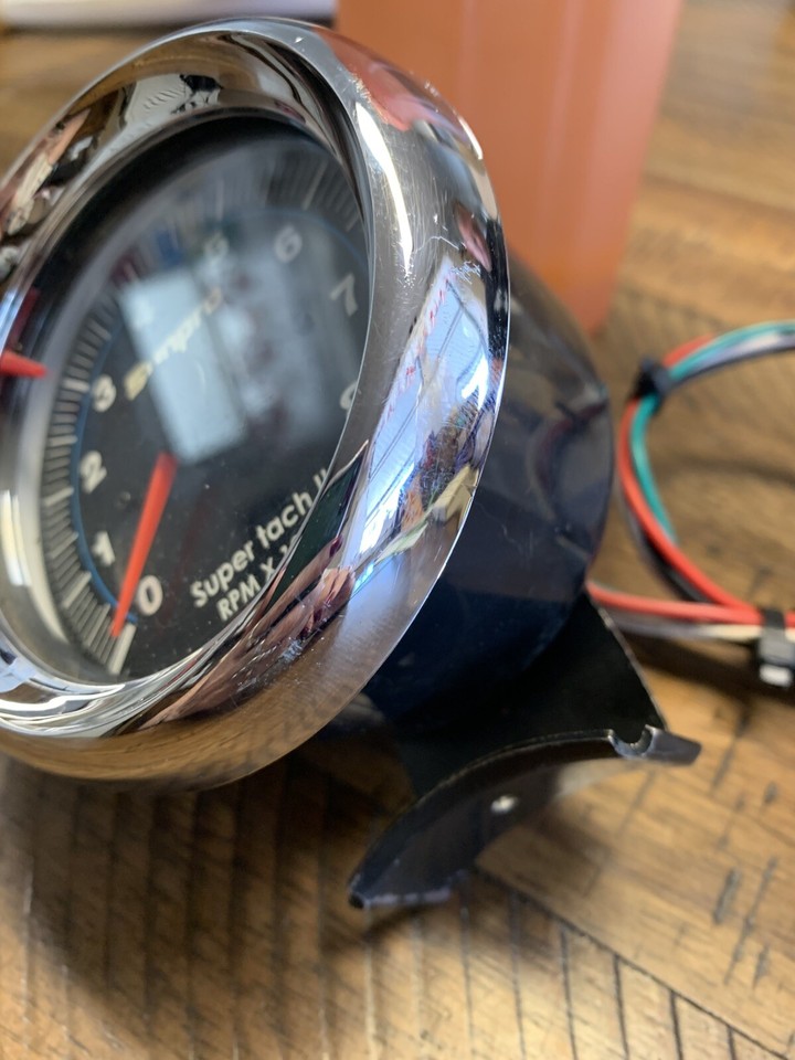 VTG SUN SUNPRO SUPER TACHOMETER II 8,000 RPM BRACKET BLUE LINE CHROME ...