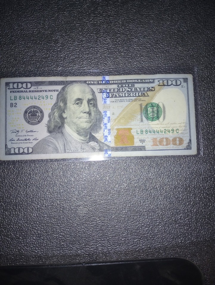 $100 Bill US Federal Reserve Note Unique, Fancy, Rare Serial Number ...
