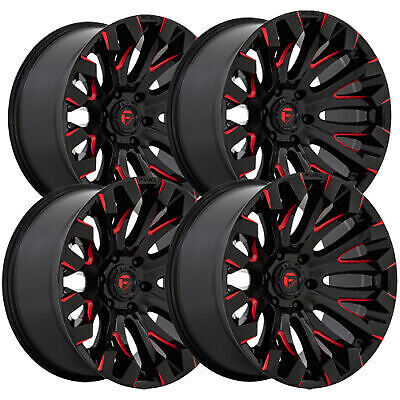 (Set of 4) Fuel D829 Quake 20x10 8x180 -18mm Black/Red Wheels Rims 20 ...