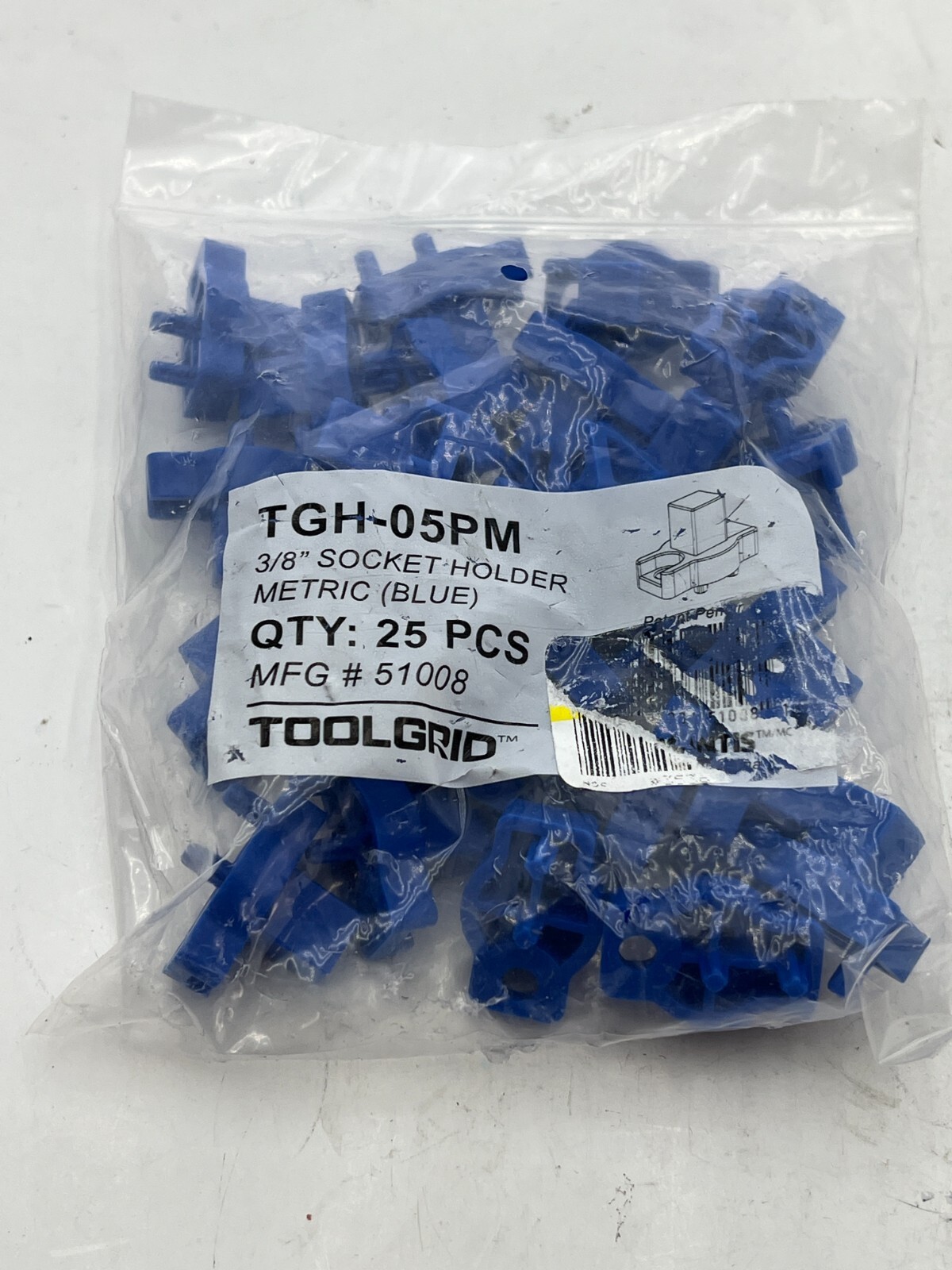 Pack of 25 - Tool Grid TGH-05PM 3/8" Socket Holder Metric, Blue 51008 ...