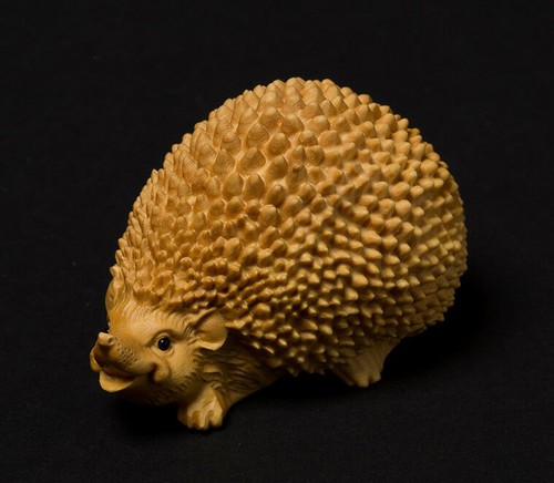 CC0770C - 6X4X4 CM Carved Boxwood Carving Figurine - Lovely Hedgehog | eBay