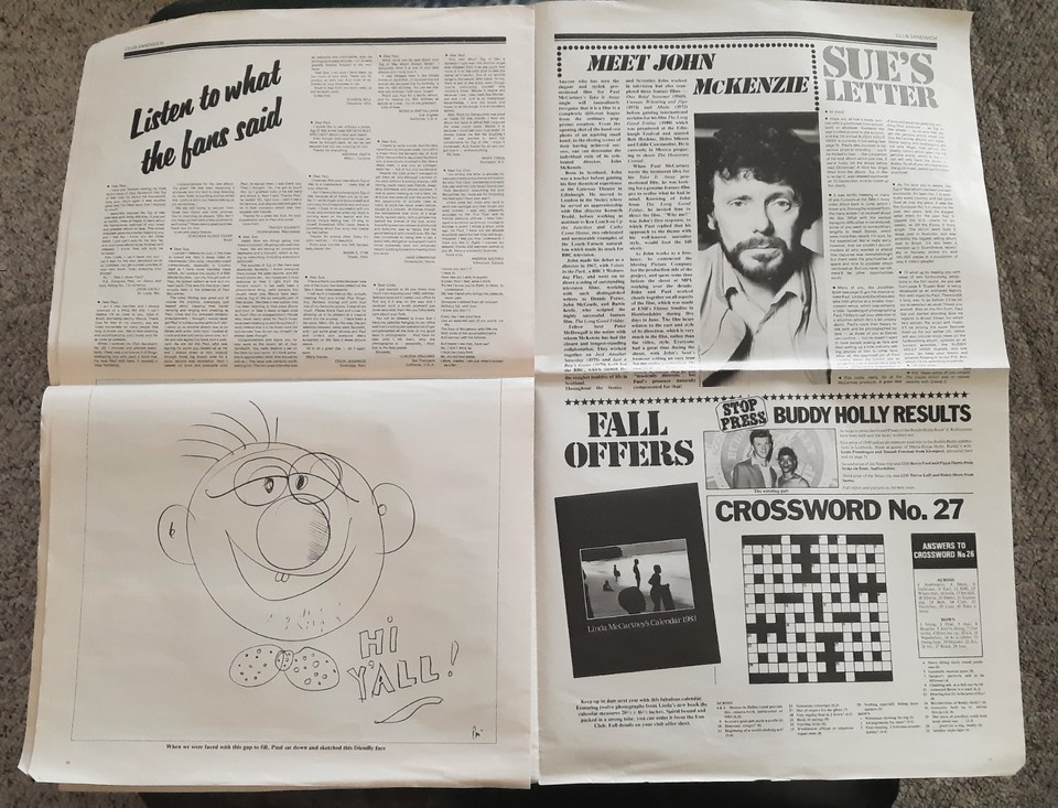 1982 Paul McCartney Magazine Fan Club Sandwich Issue No. 27 Rupert Take ...
