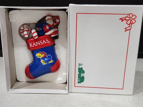RARE -2017 Kansas Jayhawks Danbury Mint SANTA IN STOCKING Christmas ...