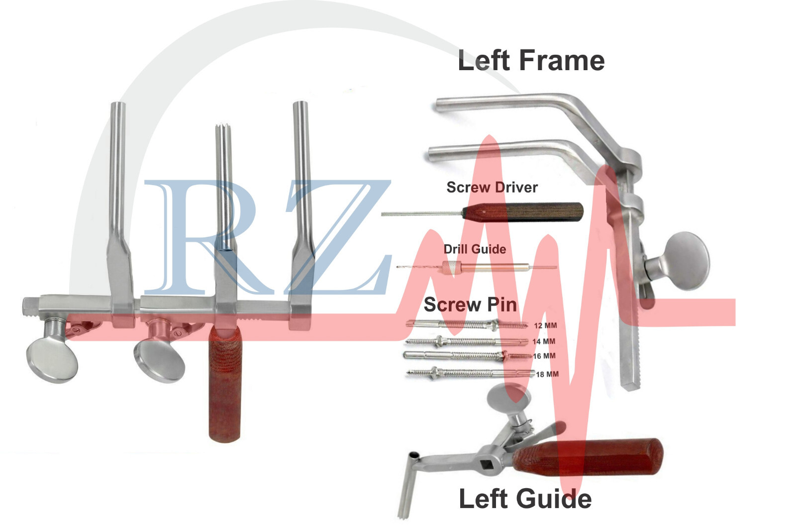 CASPAR CERVICAL DISTRACTOR RIGHT LEFT FRAME & SCREW DRIVER DRILL GUIDE ...