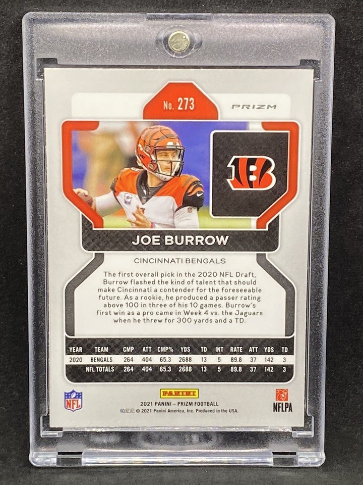 Joe Burrow RARE ROOKIE PRIZM REFRACTOR INVESTMENT CARD SSP PANINI ...