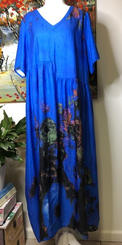 Tendency Size Large Shift Maxi Dress Blue Multi Print NWT | eBay Australia