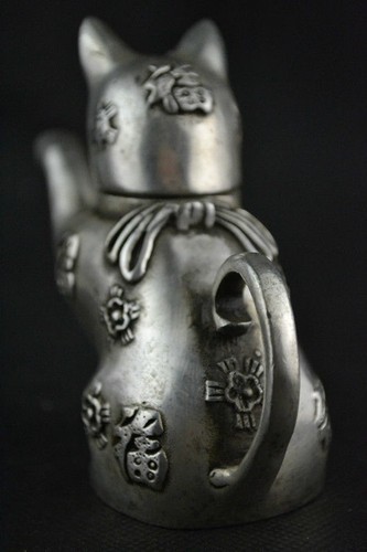 Chinese Collectible Decorate Handwork Old Tibet silver carving cat ...