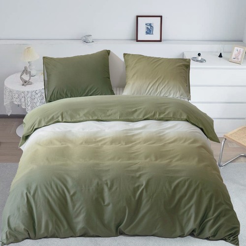 100% Cotton Green Gradient Duvet Doona Quilt Covers Set Queen King Size ...