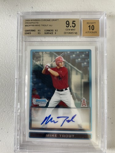 2009 Bowman Chrome Draft Prospects #BDPP89 Mike Trout Auto BGS 9.5 10 ...