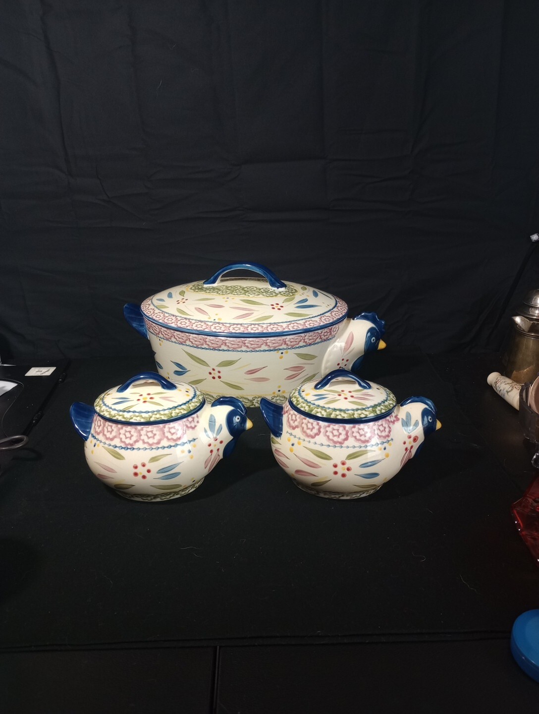 Set Of 3 Confetti Old World Pattern Chicken Ovenware Temp-tations by ...