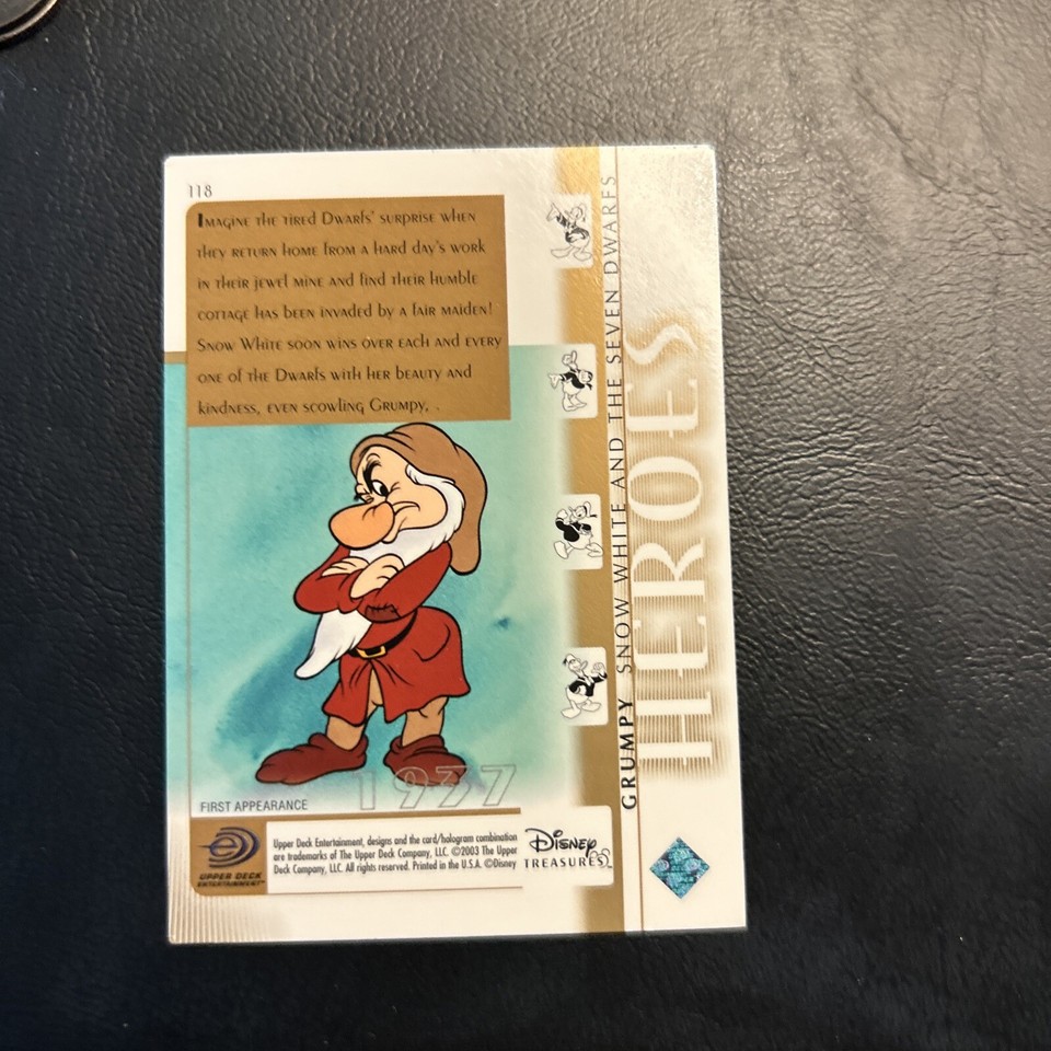 Jb3a Disney Treasures Heroes 2003 #118 Grumpy, Snow White, And The ...