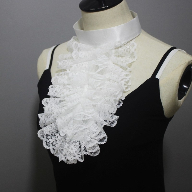 Victorians Ruffle Lace Jabot False Collar Medieval Necktie for ...