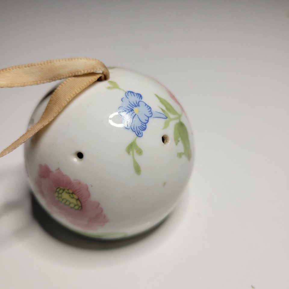 Vintage Potpourri Pomander Ornament Ceramic Scent Ball Pink Floral ...