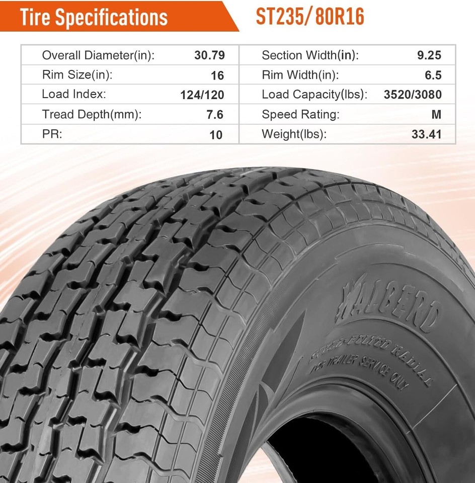 4 ST235/80R16 Trailer Tires Radial 235 80 16 Heavy Duty 10PR Tubeless ...