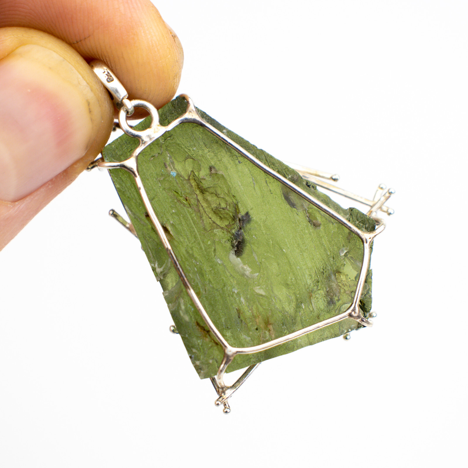 9.87gr MOLDAVITE genuine exclusive polished handmade pendant silver ...