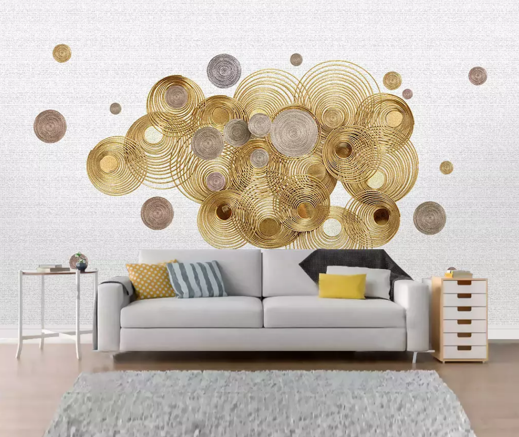 3D Golden Circle I2309 Wallpaper Mural Sefl-adhesive Removable Sticker ...