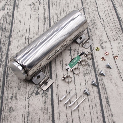 3"x10" POLISHED STAINLESS RADIATOR OVERFLOW CATCH CAN PUKE TANK STREET ...