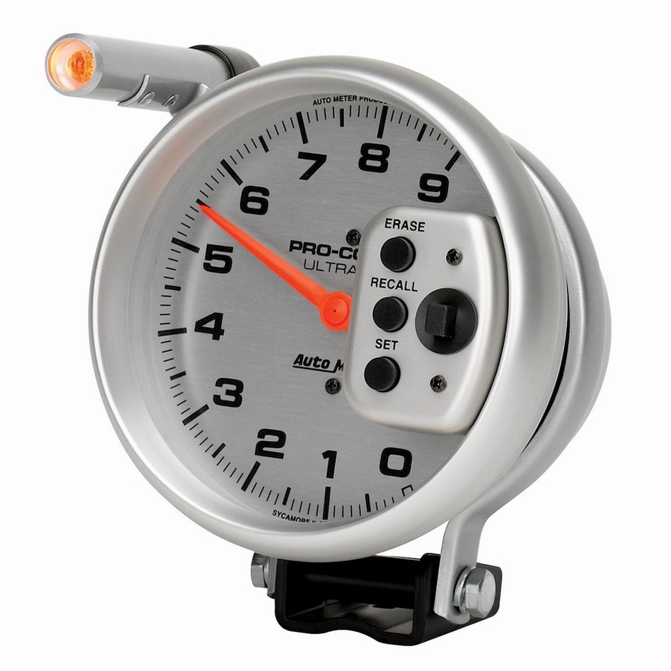 AutoMeter GAUGE, TACH, 5", 9K RPM, PEDESTAL W/ QUICK LITE, W/PEAK ...