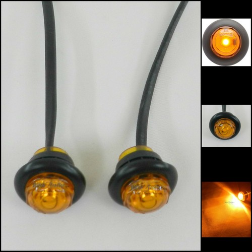 (2) 3/4" AMBER 1 LED Clearance Marker Bullet Trailer Marker Light 12V ...