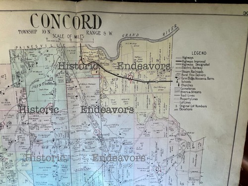 1915 Beautiful Map of Concord Township, Lake County, Ohio | eBay