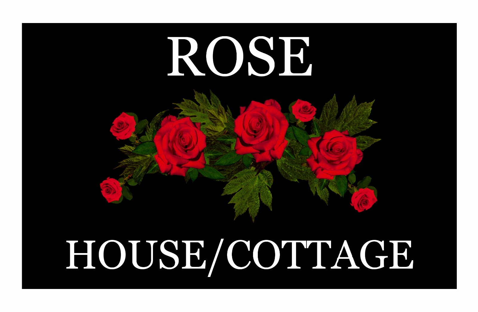 Custom Personalised Rose House Cottage Black Aluminium Sign Door Plaque ...