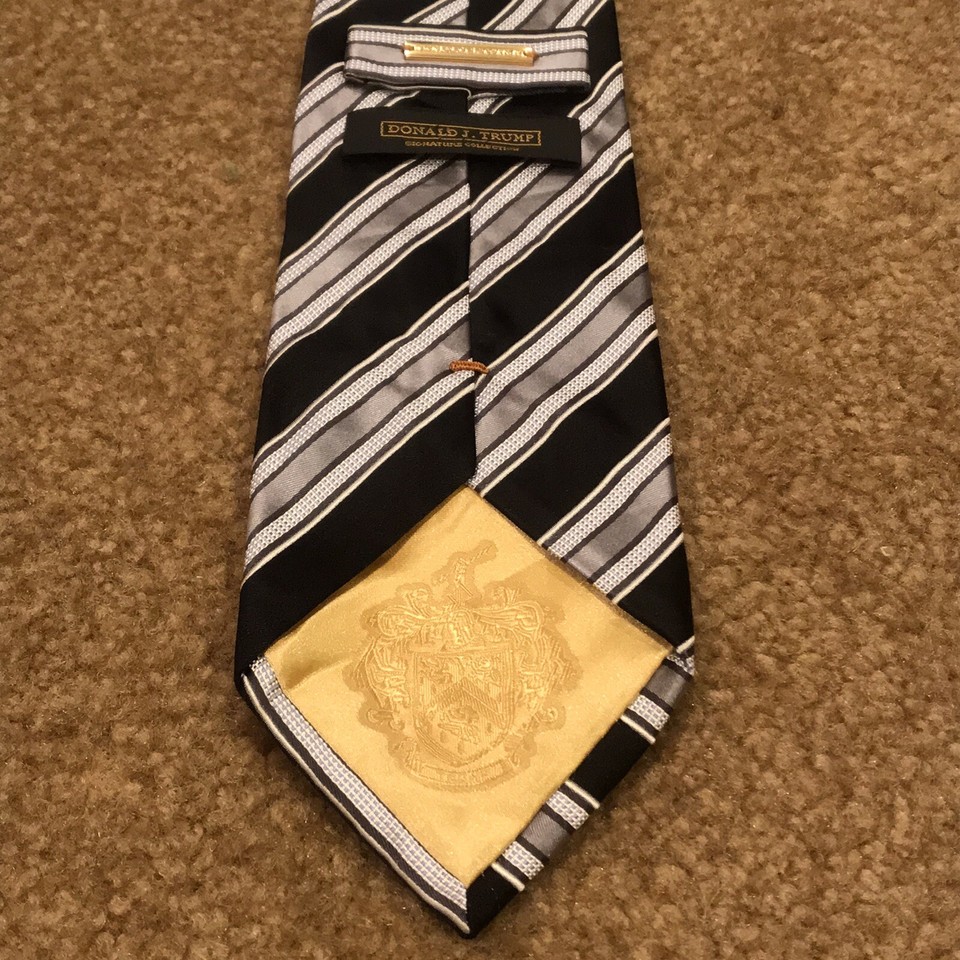 DONALD TRUMP SIGNATURE COLLECTION Black White Gray Striped President ...