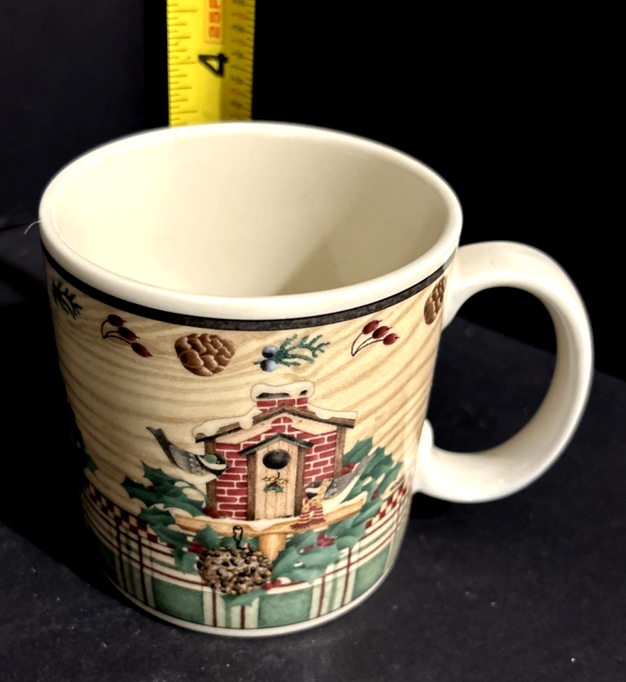 Vintage Sakura Debbie Mumm Winter Birds Stoneware Coffee Cups Mugs Set ...
