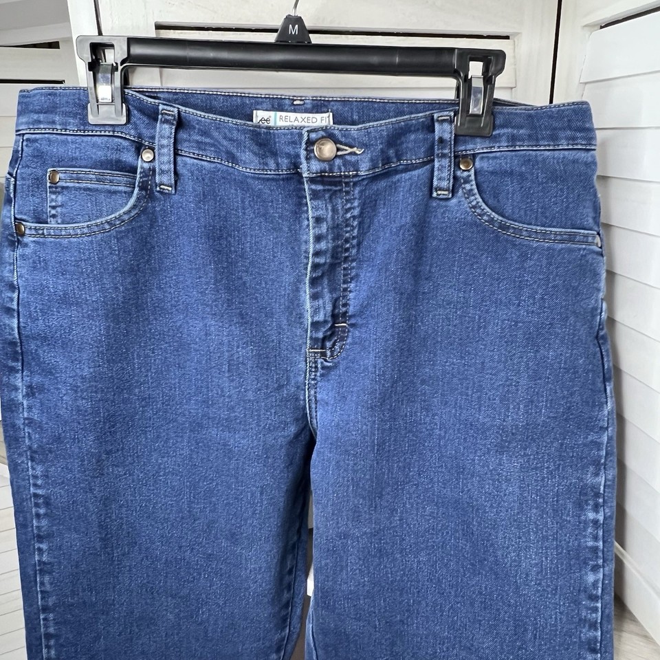 Lee Womens Size 14 Short Relaxed Fit At The Waist Straight Leg Denim ...