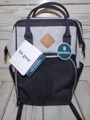 BB Gear Gray Unisex Mini Backpack Diaper Bag w/Adjustable Shoulder ...