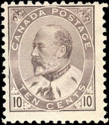 Canada 10c Scott #93i Dull Lilac Mint No Gum Fine 1903 King Edward VII ...