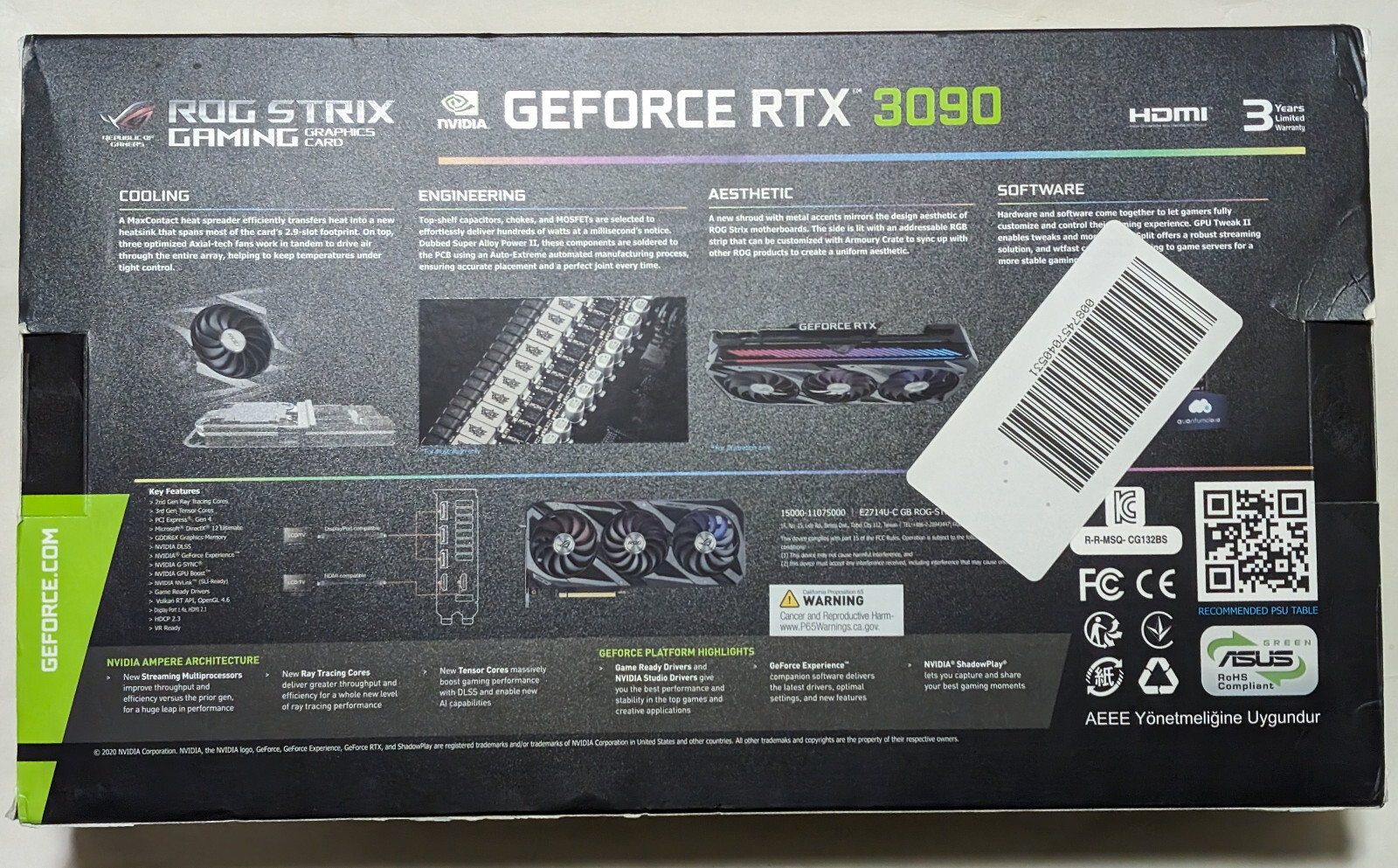 ASUS ROG Strix GeForce RTX 3090 OC 24GB GDDR6X Graphics Card for sale ...
