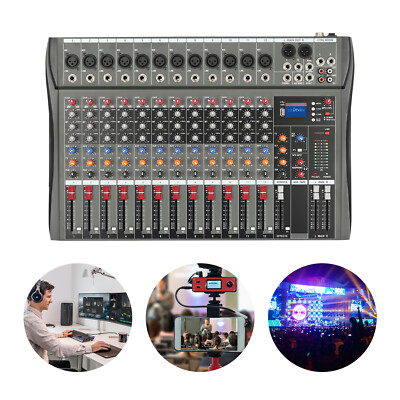 12 Channel Sound Audio Mixer Bluetooth USB DJ Live Studio Mixing ...