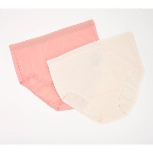 All Worthy Set of Two Mesh Trim Brief Womens Panties Rosette Cream ...