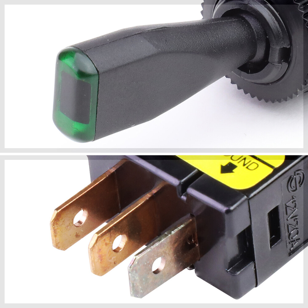 Green 12mm ID 12V 20A 3PIN LED Power On Off Mini Toggle Rocker Switch ...