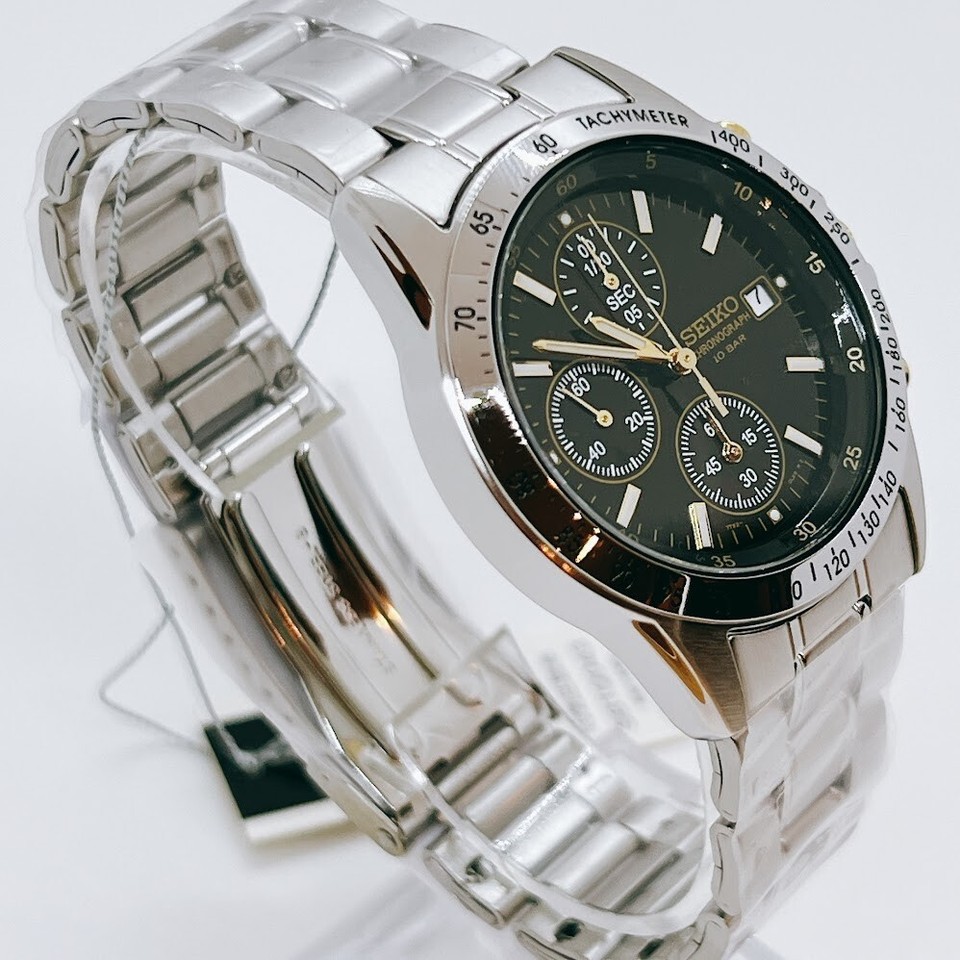 Seiko SBTQ043 Black Gold Mens Chronograph Watch Spirit Practical ...
