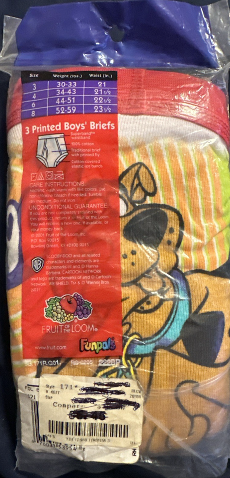 Vantage 2001 Scooby-Doo Funpals Size 8 Boys Briefs Underwear | eBay