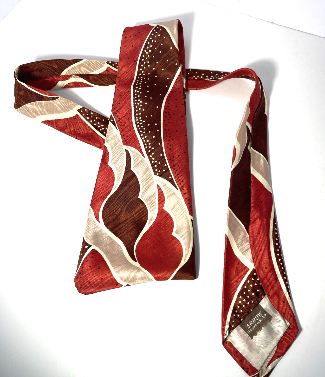 Vintage 40s Arrow Rayon Wide Swing Tie Atomic red bro… - Gem