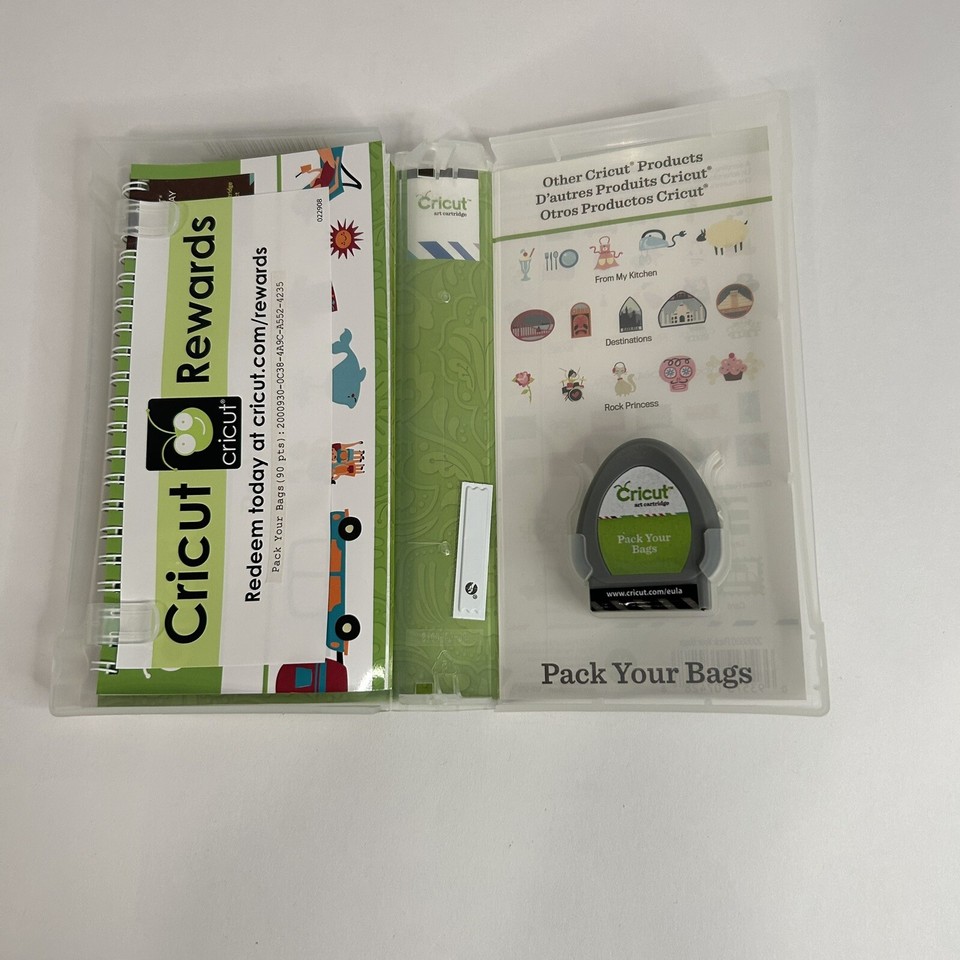 Cricut PACK YOUR BAGS Vacation Shapes Cartridge 2000930 NEW Opened Box ...