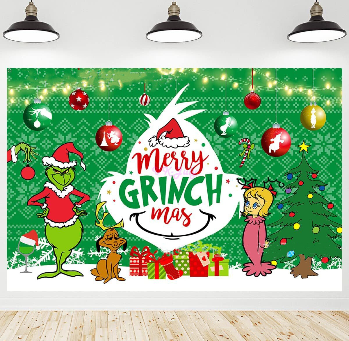Christmas Grinch Garage Door Decoration Backdrop Xmas Home Party Banner ...