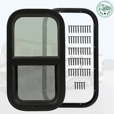 Vertical Slider W/Screen RV Camper Window 12"x 22" Trailer Trim Rings ...