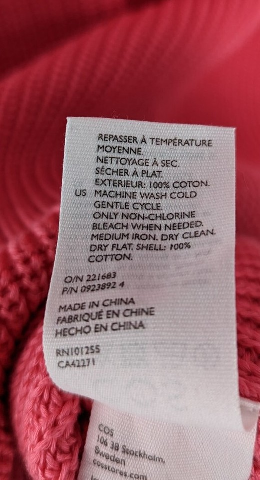 COS Pink Fisherman Knit Cross Deconstructed Sweater Sold Out Small ...