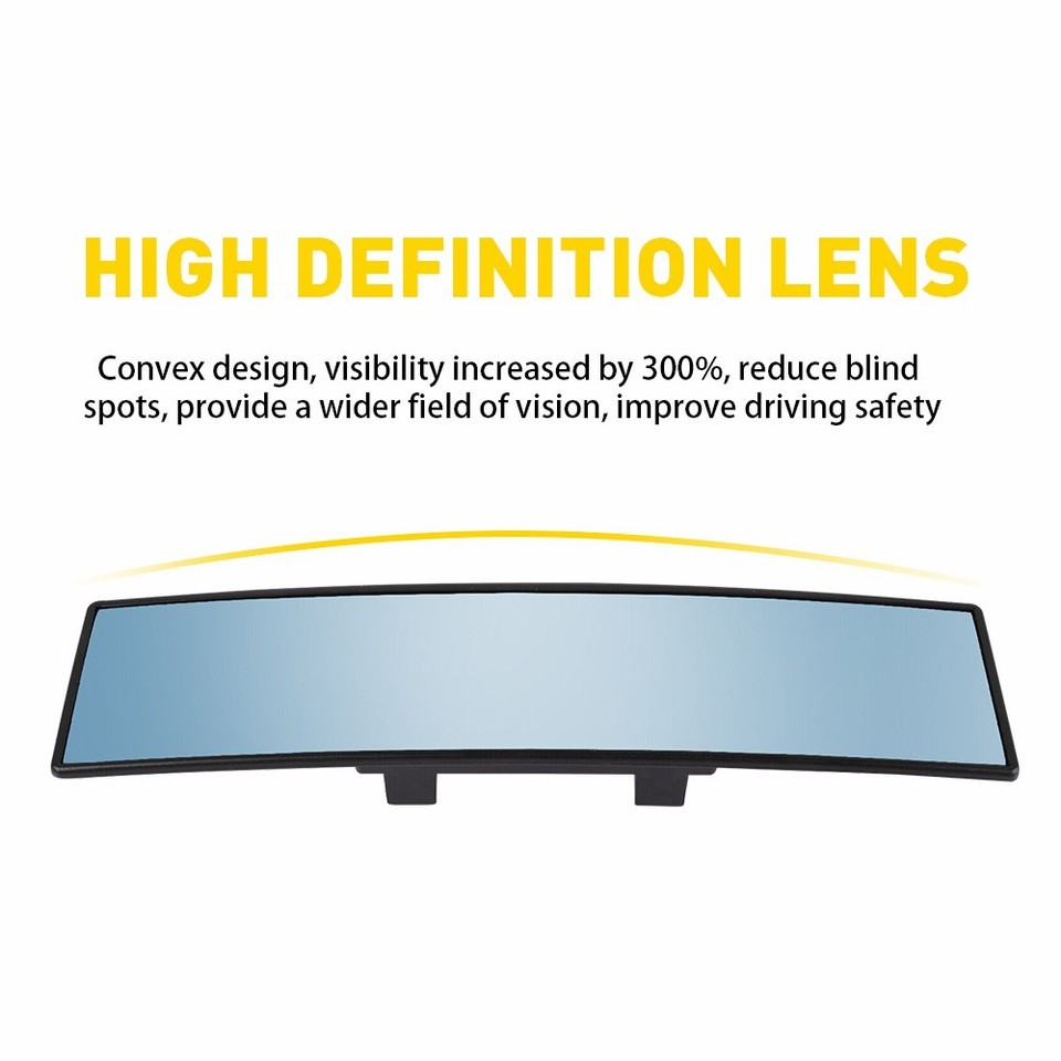 UNIVERSAL CONVEX 270MM WIDE BLUE TINT INTERIOR CLIP ON REAR VIEW MIRROR ...