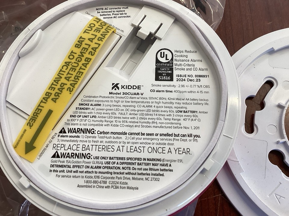 NEW Kidde 30CUAR-V Smoke CO Detector Hardwired Voice Alert Battery ...