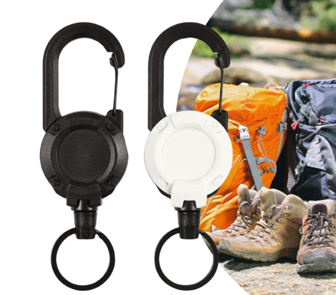 Heavy Duty Retractable Carabiner Key Chain Badge Holder With Steel Cord ...