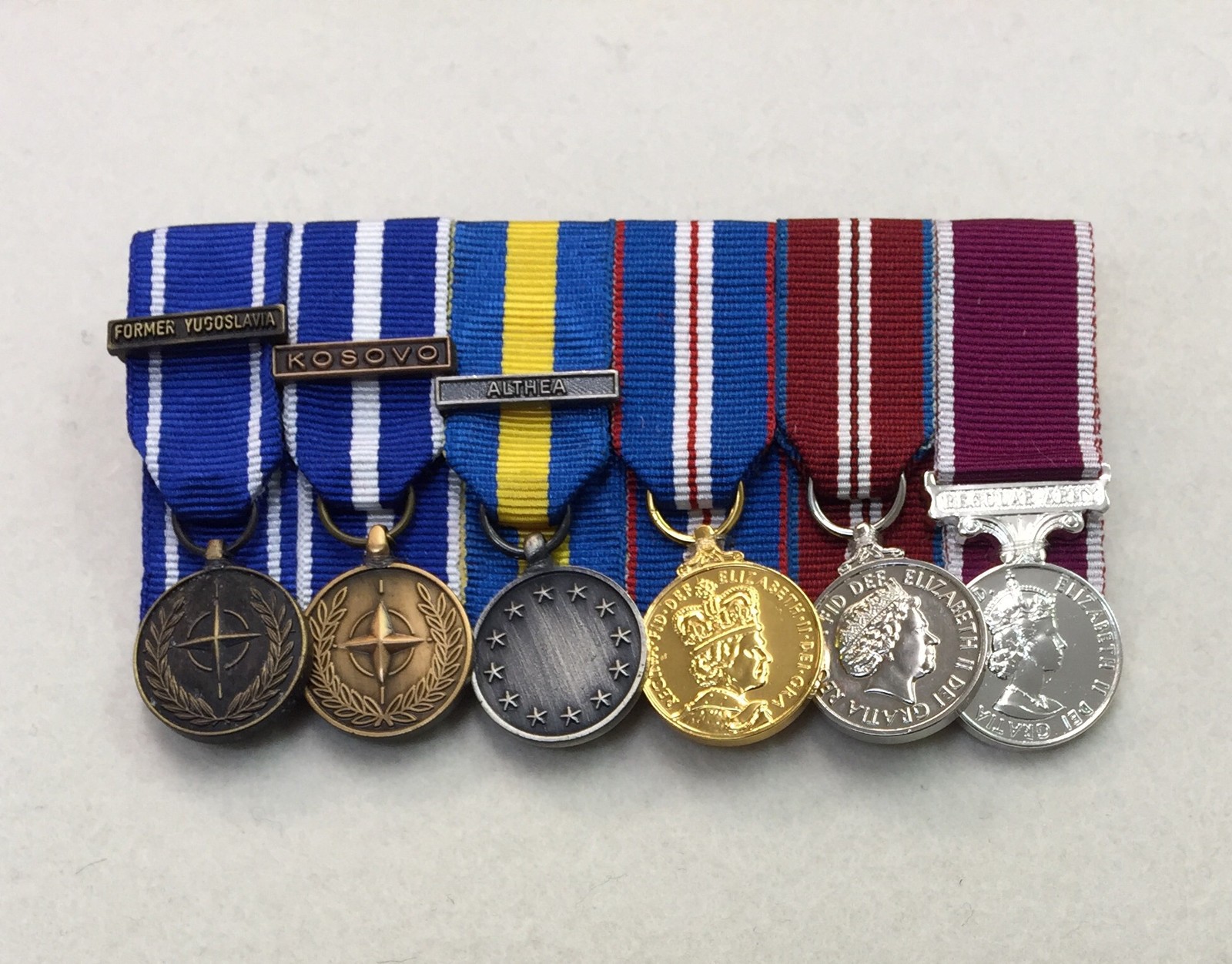 Court Mounted Miniature Medals, IFOR, KFOR, Althea, Golden & Diamond ...