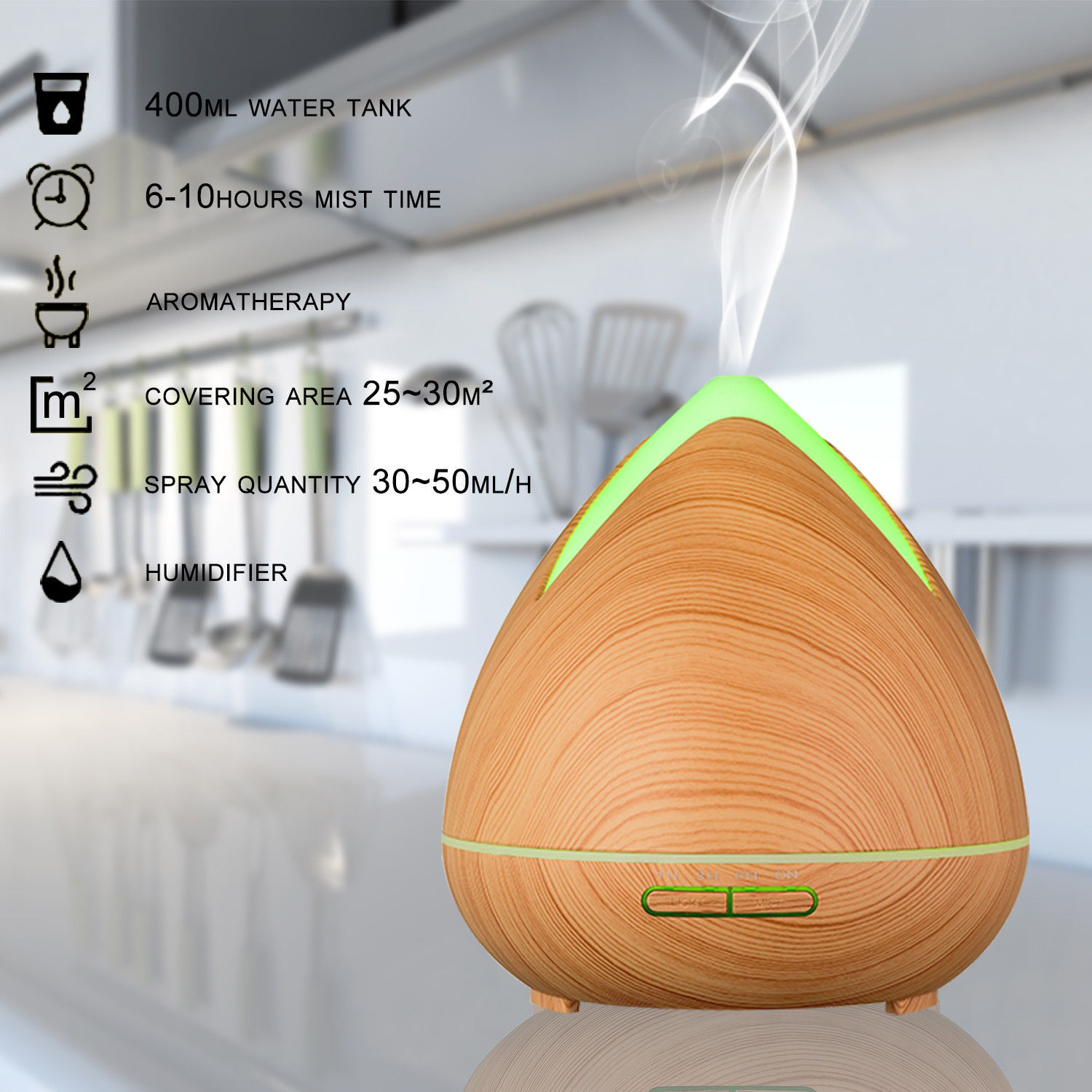 Essential Oils Ultrasonic Aromatherapy Diffuser Air Humidifier Purify ...