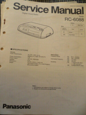 Technics / Panasonic RC-6088 Clock Radio Service Manual | eBay UK