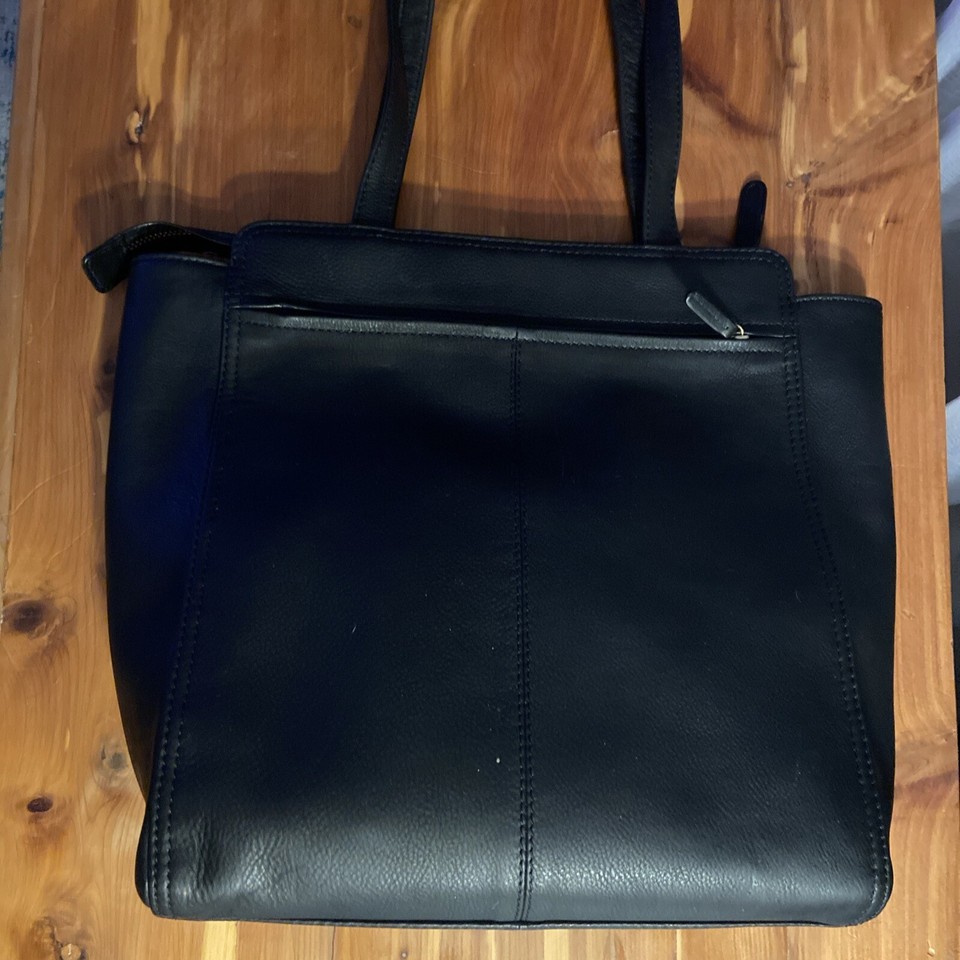 Tula Handbag Black Nappa Leather Purse Original Ziptop Tote Shoulder ...