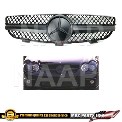 W209 03-09 Matte Black Grille AMG Front Black Star Flat Emblem CLK320 ...