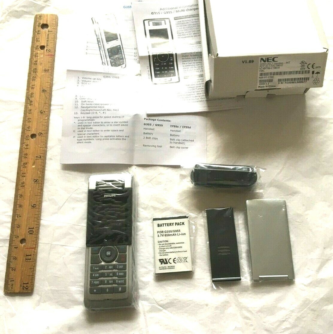 NEC IP DECT Wireless Handset Battery 2 Belt Clips G355 960001557000 NIB ...
